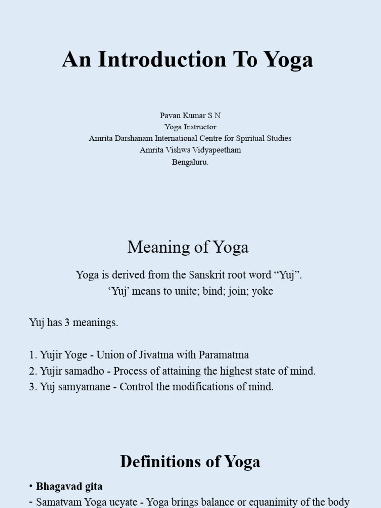 Introduction to Yoga and Its Meaning | PDF | Hatha Yoga | Asana