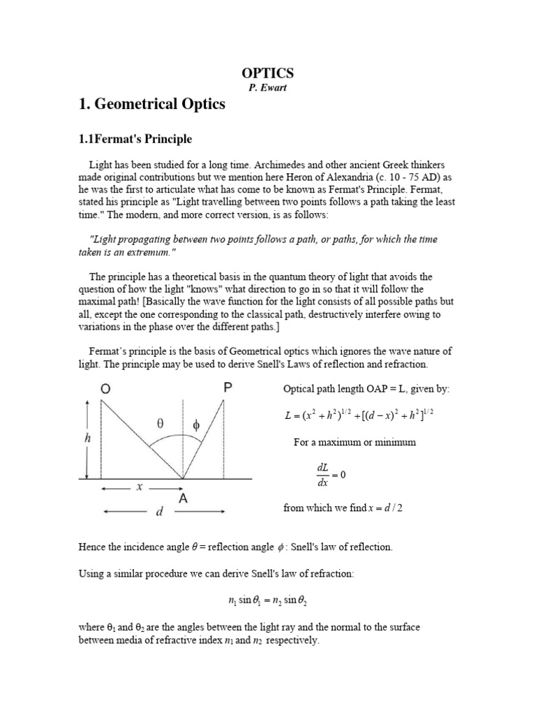 Oxford Optics Notes 2nd Year | PDF | Diffraction | Optics