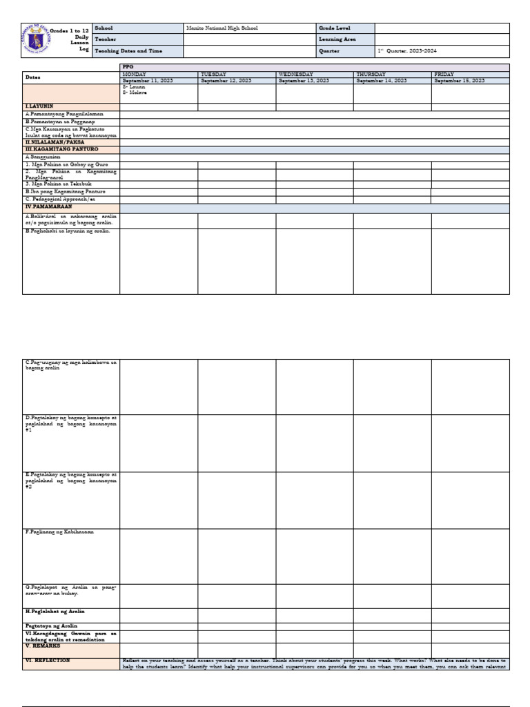 DLL Template_ Fil. version | PDF