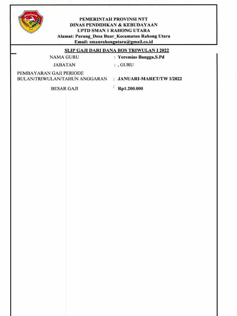 Slip Gaji Bos 202220221021 - 10562558 | PDF