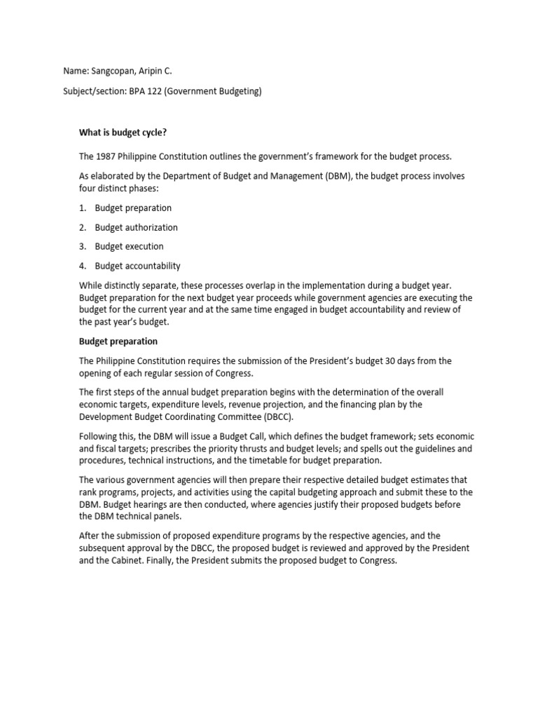 Aripin BPA 122 Sir Viray | PDF | Fiscal Policy | Budget