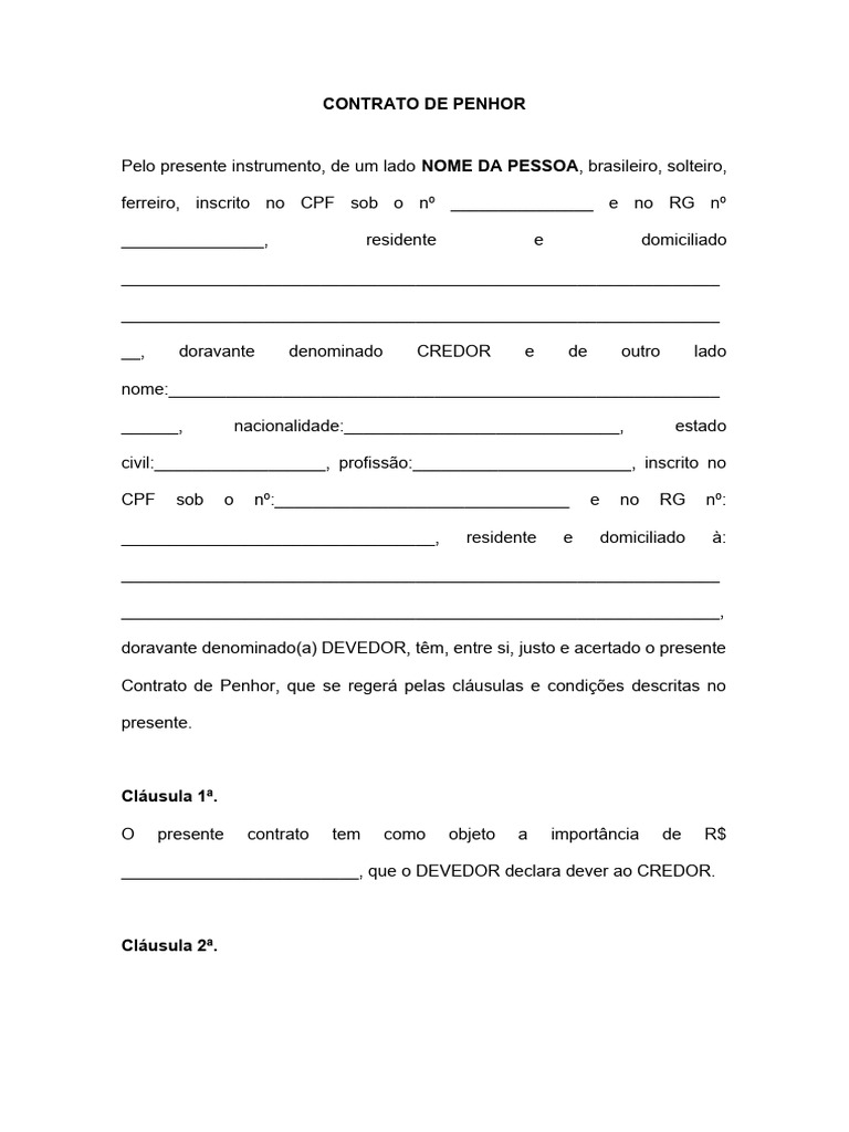 Contrato de Penhor | PDF | Direito Privado | Justiça