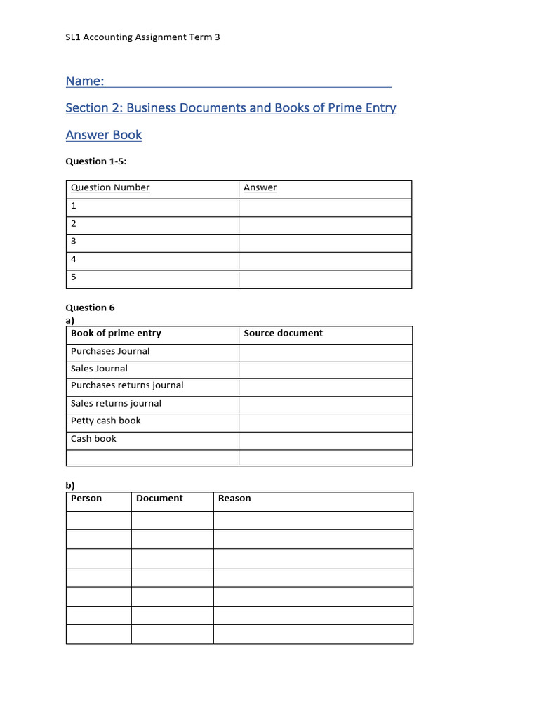 Section 2 Assignment Answer Book | PDF | Business Economics | Accounting