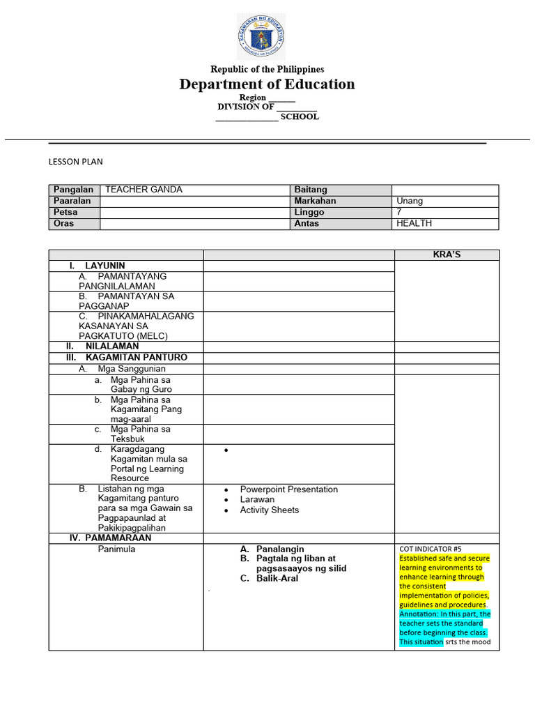 Cot Blank | PDF | Learning | Teachers