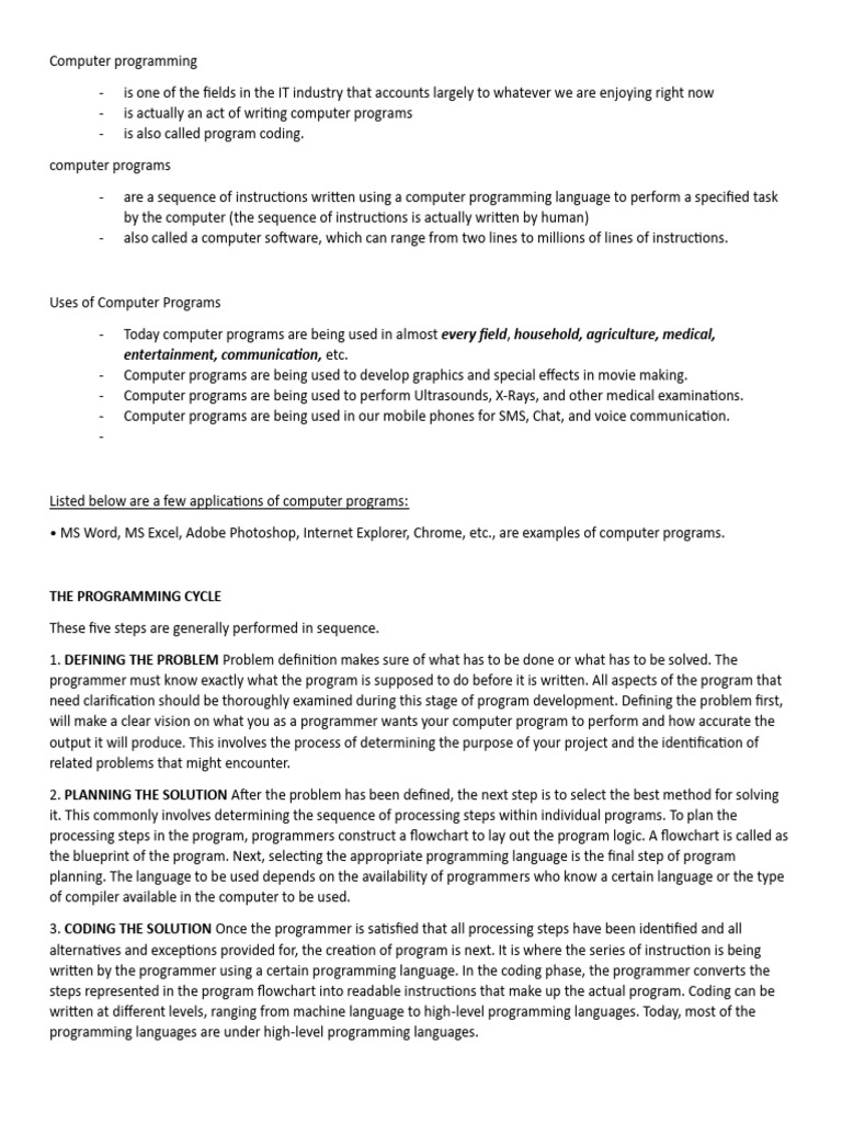 Computer Programming 1 Download Free Pdf Computer Programming Programming 