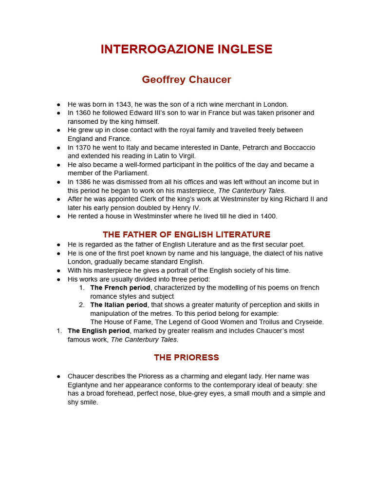 Geoffrey Chaucer and English Literature | PDF | Sonnets | The ...