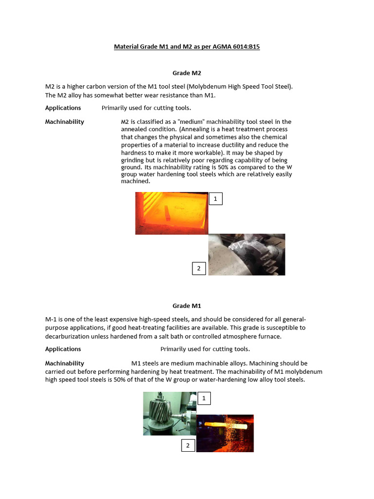 Material Grade M1 and M2 As Per AGMA 6014-B15 | PDF
