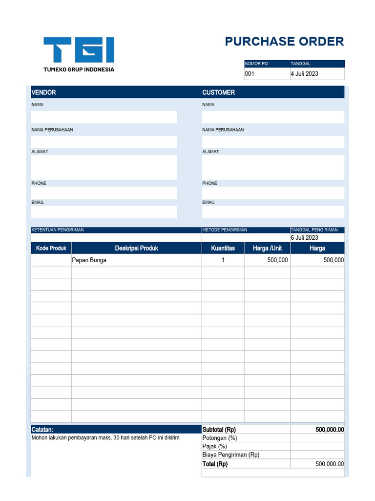 Contoh Purchase Order | PDF