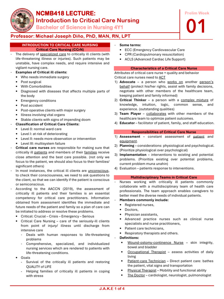 Intro To Critical Care Nursing | Download Free PDF | Intensive Care ...