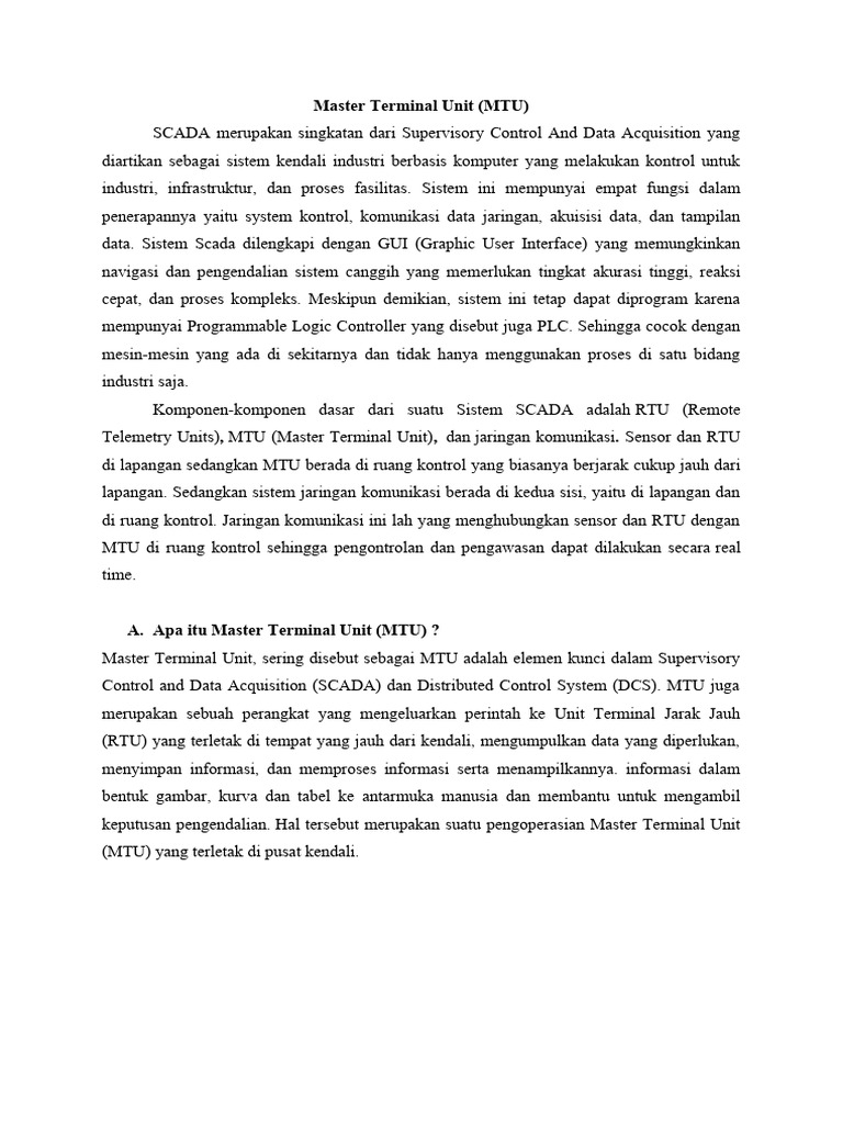 Master Terminal Unit (MTU) | PDF | Komputer