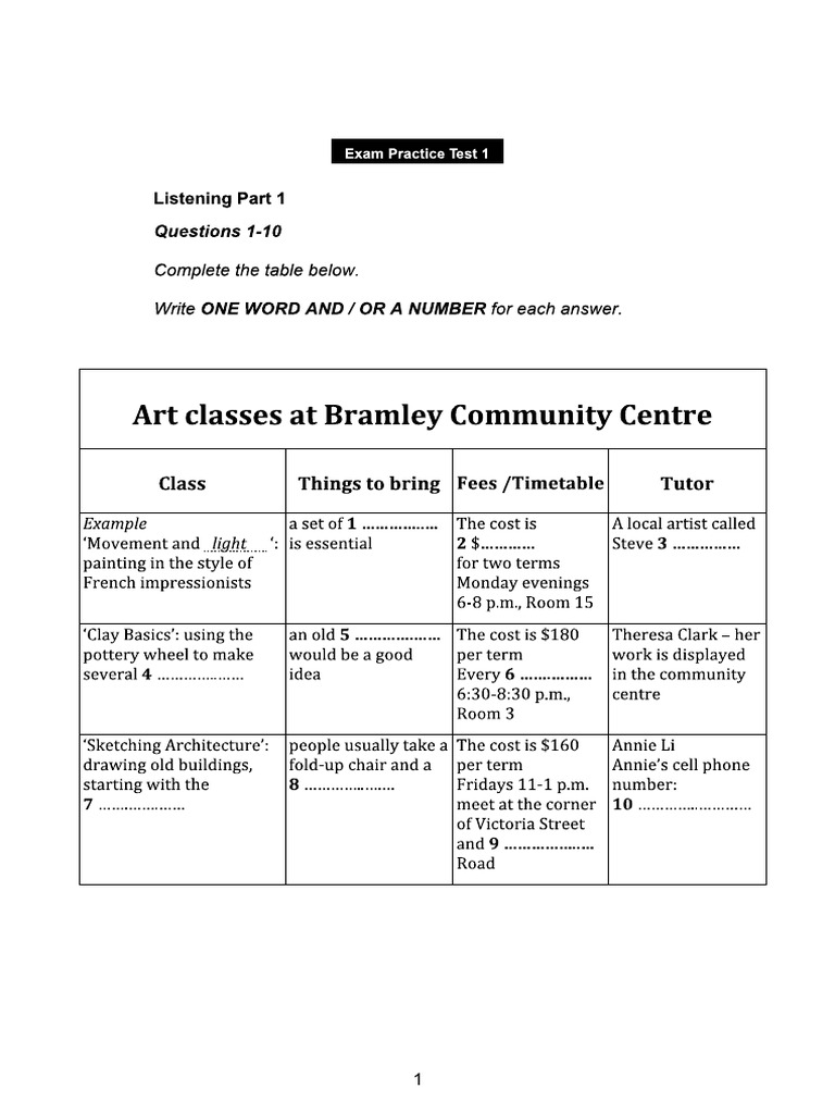 IB Listening Practice CompletionTasks | PDF