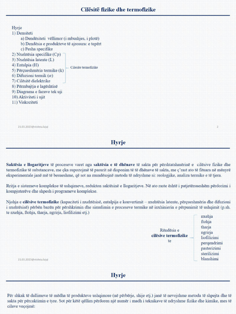 2 L2. VetitÃ Fizike Dhe Termofizike Tã Ushqimeve | PDF