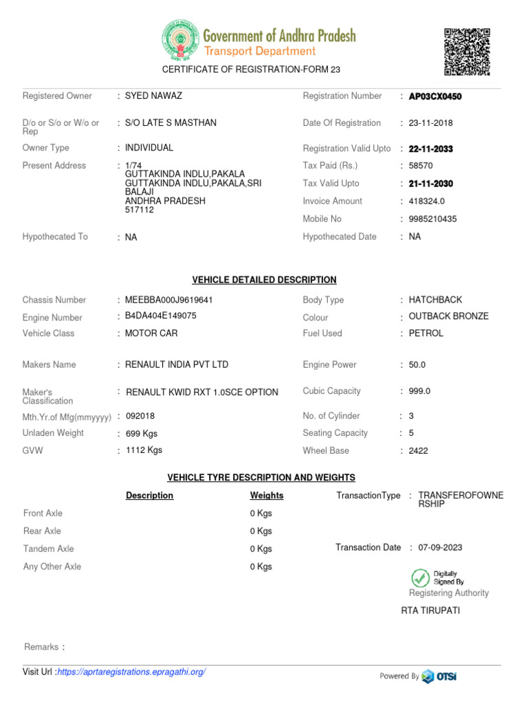 Kwid 0450 Latest RC | PDF | Axle | Land Vehicles