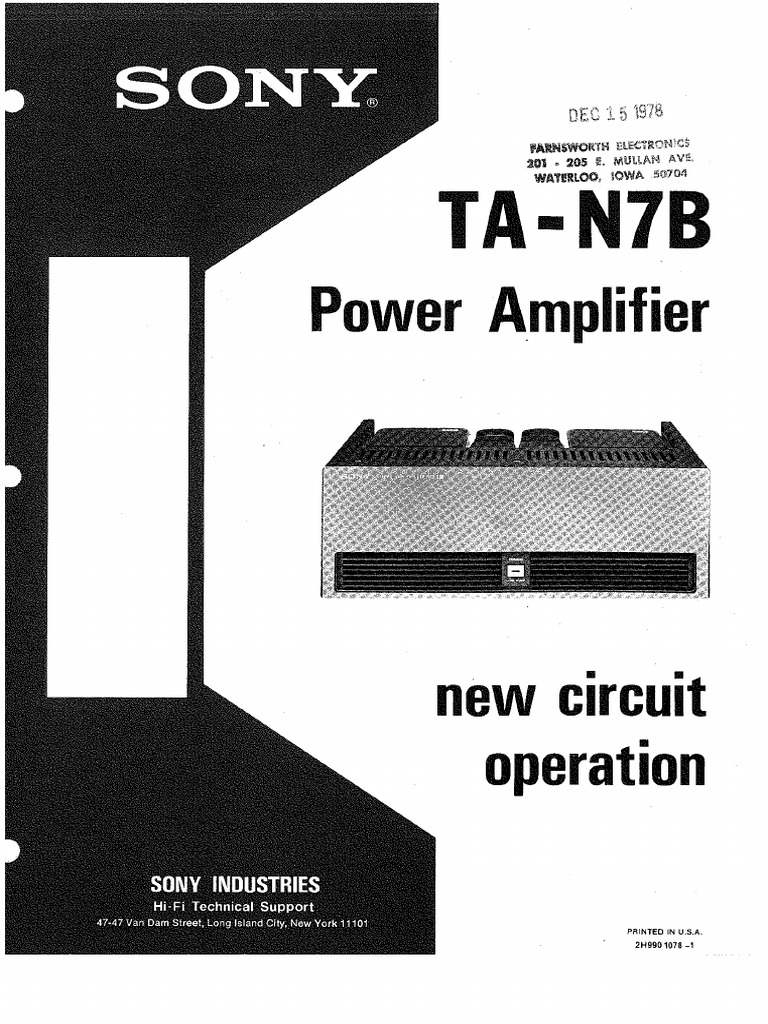 Sony Ta-N7b Power Amplifier | PDF