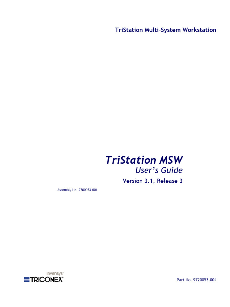 MSW Users Manual, TriStation v3.1 | PDF | Computer Program | Programming