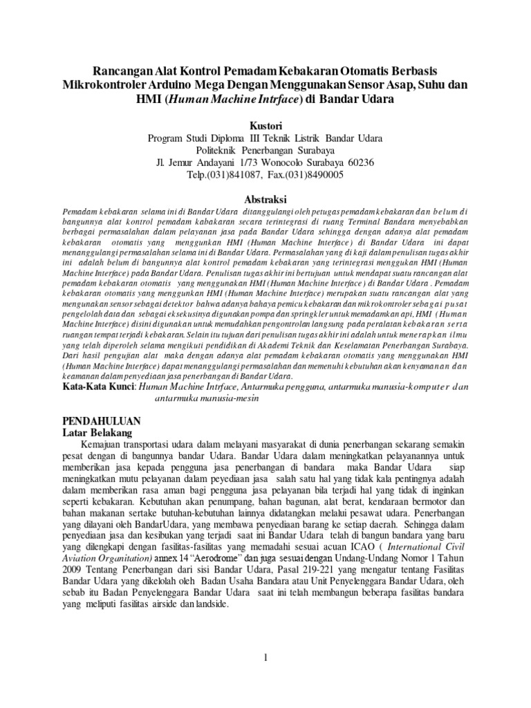 Rancangan Alat Kontrol Pemadam Kebakaran Otomatis Berbasis Mikrokontroler Arduino Mega Dengan