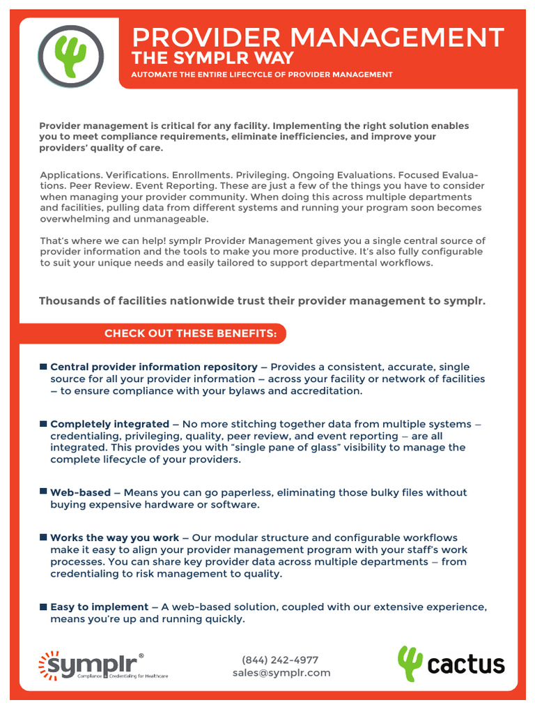 Cactus-Software Provider MGT The Symplr Way | Download Free PDF ...