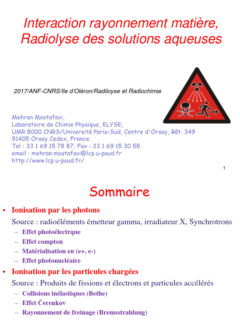 Interaction des rayonnements et matière | PDF | Rayonnement ionisant ...