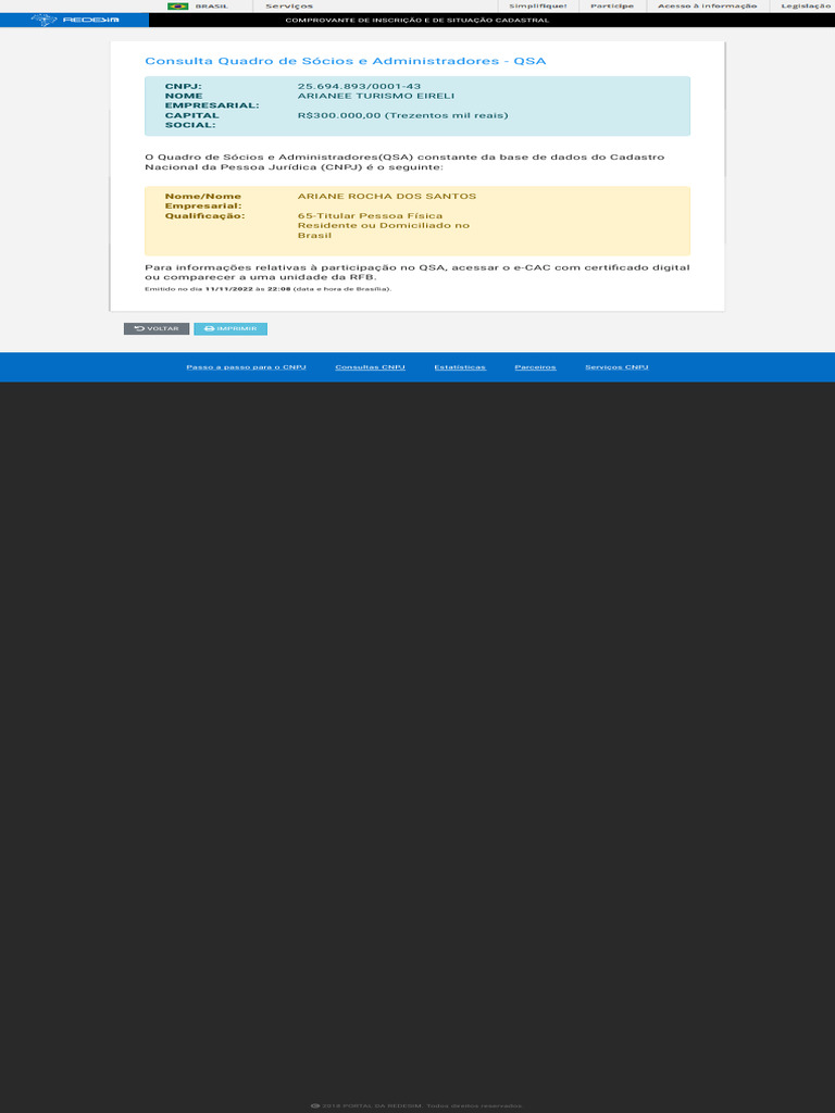 Consulta Quadro de Sócios e Administradores - QSA | PDF