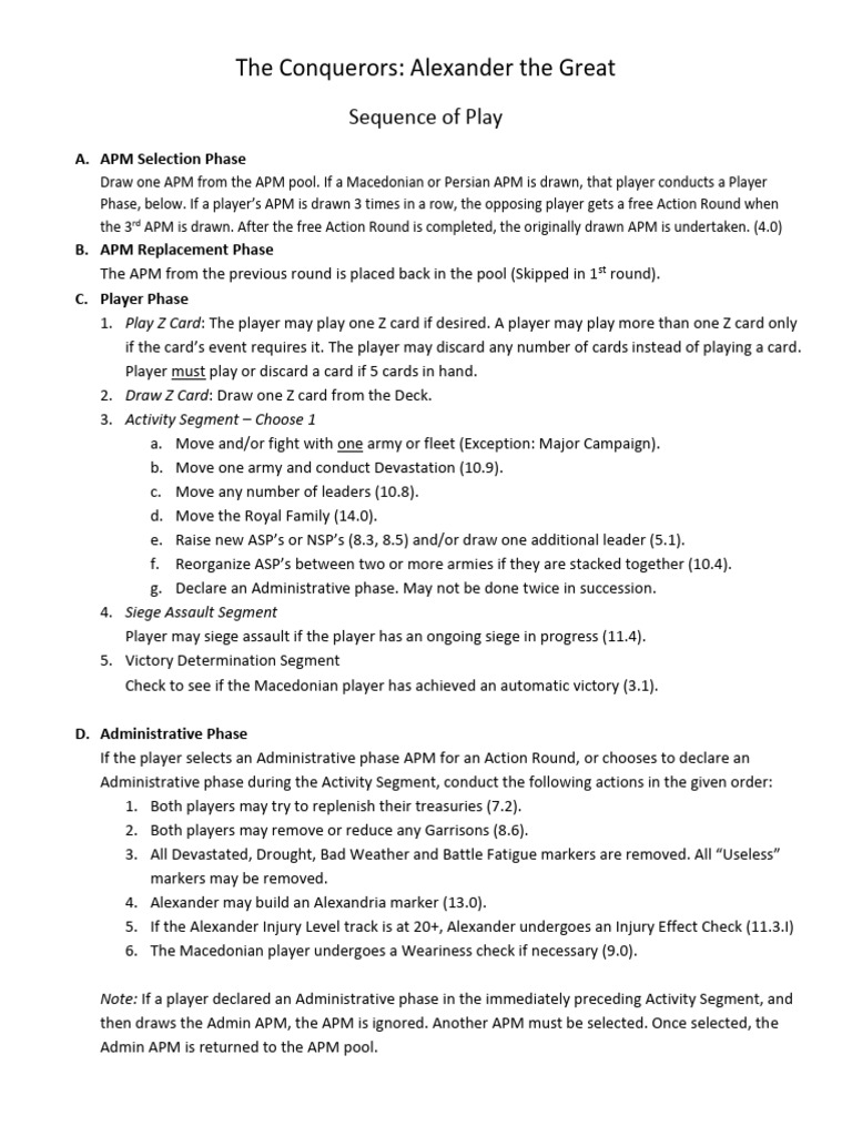 The Conquerors - Sequence of Play and Player Aid | PDF | Macedonia ...