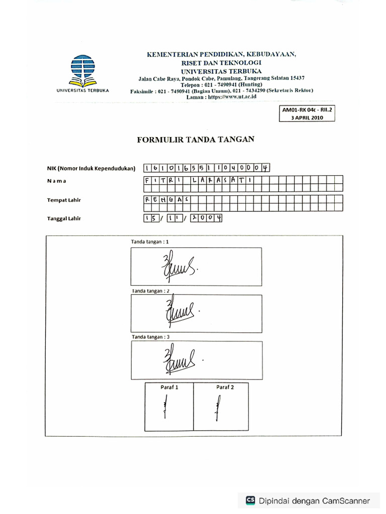 Formulir Tanda Tangan | PDF