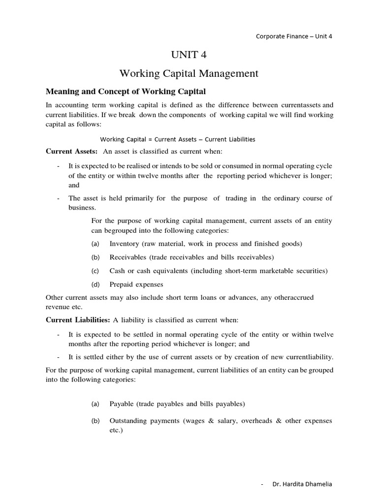 Unit 4 | PDF | Working Capital | Inventory