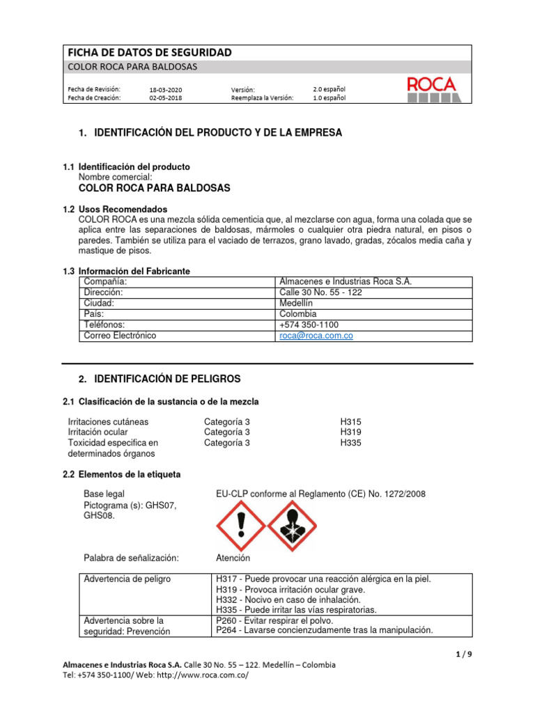 Color Roca Baldosas | PDF | Agua | Alergia