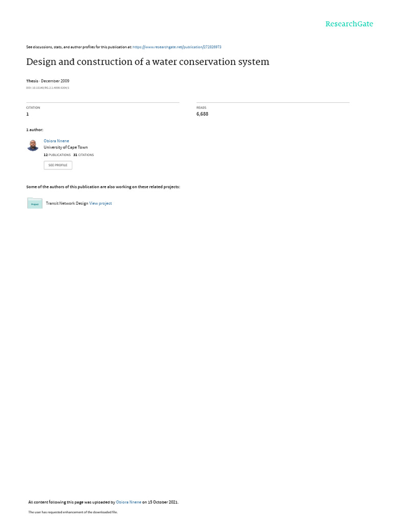 Designand Constructionofa Water Conservation System Thesis | PDF ...