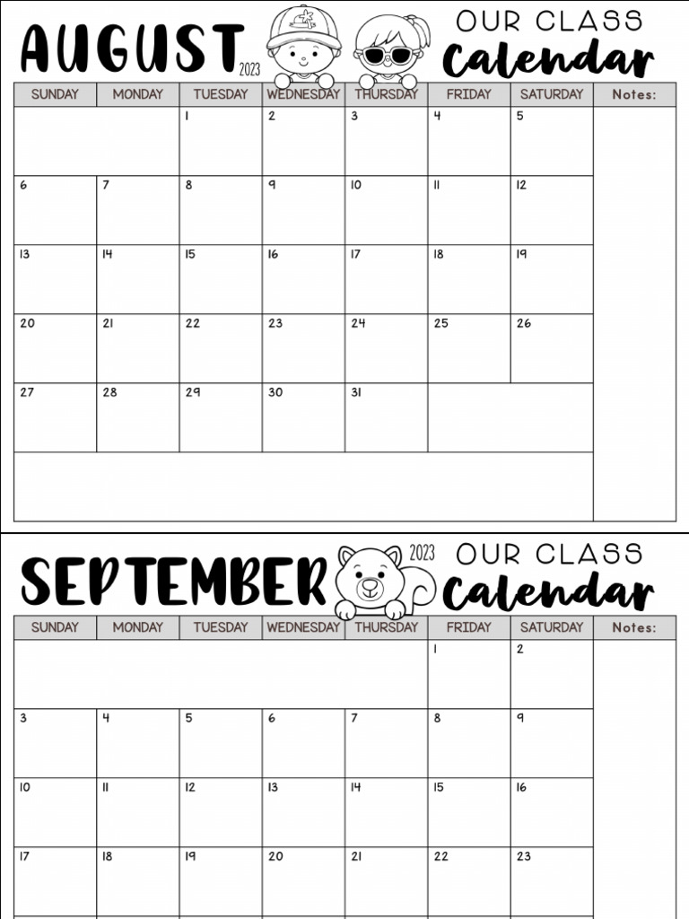 Editable Classroom Calendar 2023 | PDF