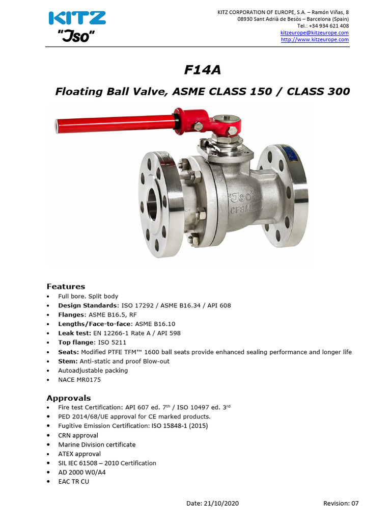 2 0 F14a F14an Ansi Valve Full Bore and 2 Piece Body - PDF - FR - 12 ...