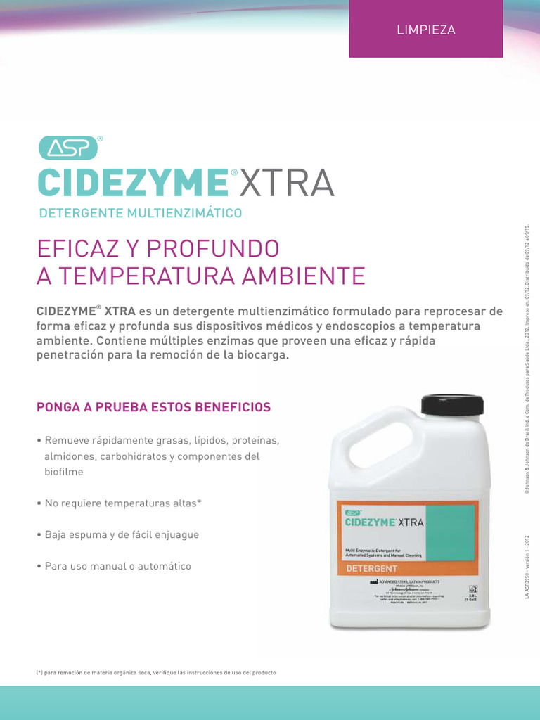 Ficha Tecnica Cidezyme Xtra Jhonson | PDF | Enzima | Detergente