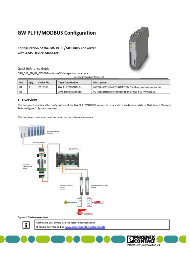 QRG 912 EN 01 GW-FF-Modbus-AMS-Integration | PDF | Internet Protocols | Computer Networking