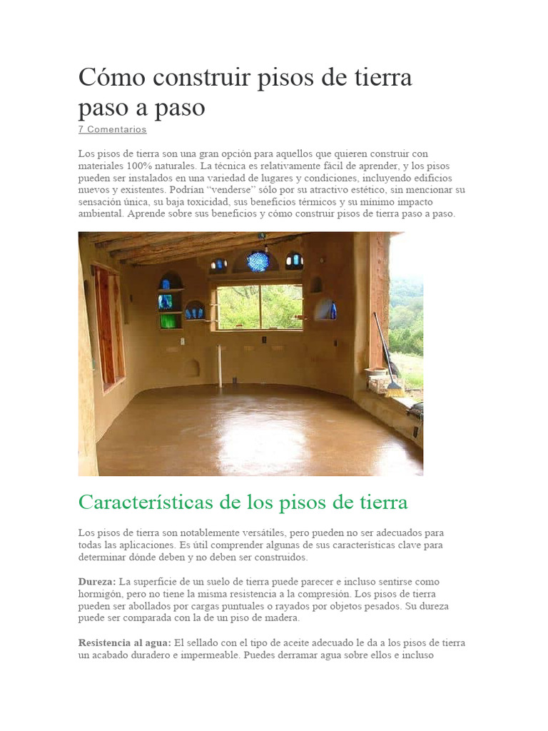 Cómo Construir Pisos de Tierra Paso A Paso | PDF | Tierra | Agua