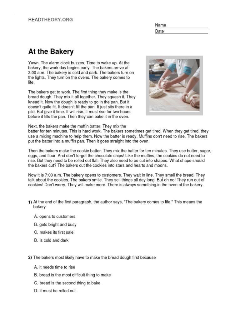 4 Quiz Worksheet | PDF | Breads | Bakery