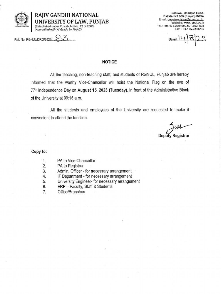 77th Independence Day - Notice | PDF