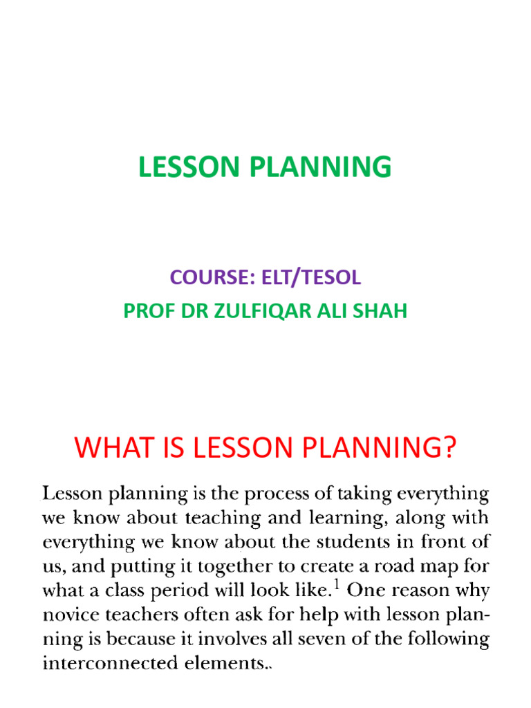 Effective ELT Lesson Planning Guide | PDF | Teachers | English As A ...