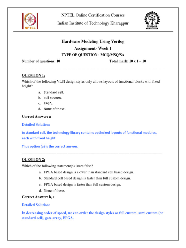 Week 01 | PDF | Logic Synthesis | Field Programmable Gate Array