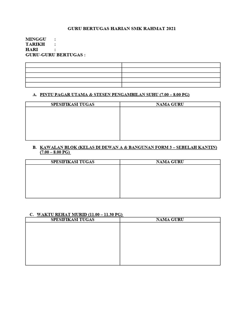 Contoh GURU BERTUGAS | PDF | Sains & Matematika