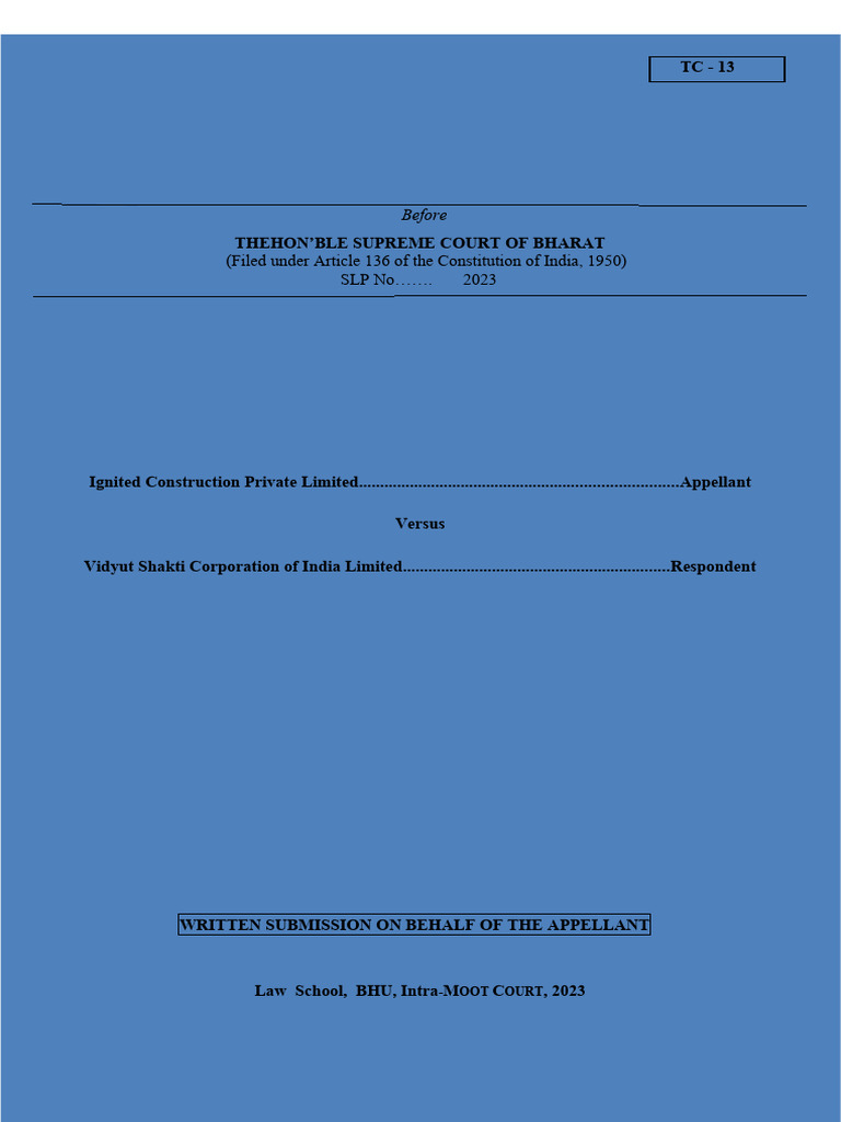 Moot - Memorial 13 | Download Free PDF | Arbitration | Jurisdiction