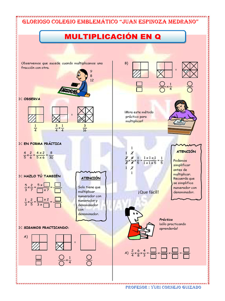 Multiplicación de Fracciones | PDF | Matemáticas