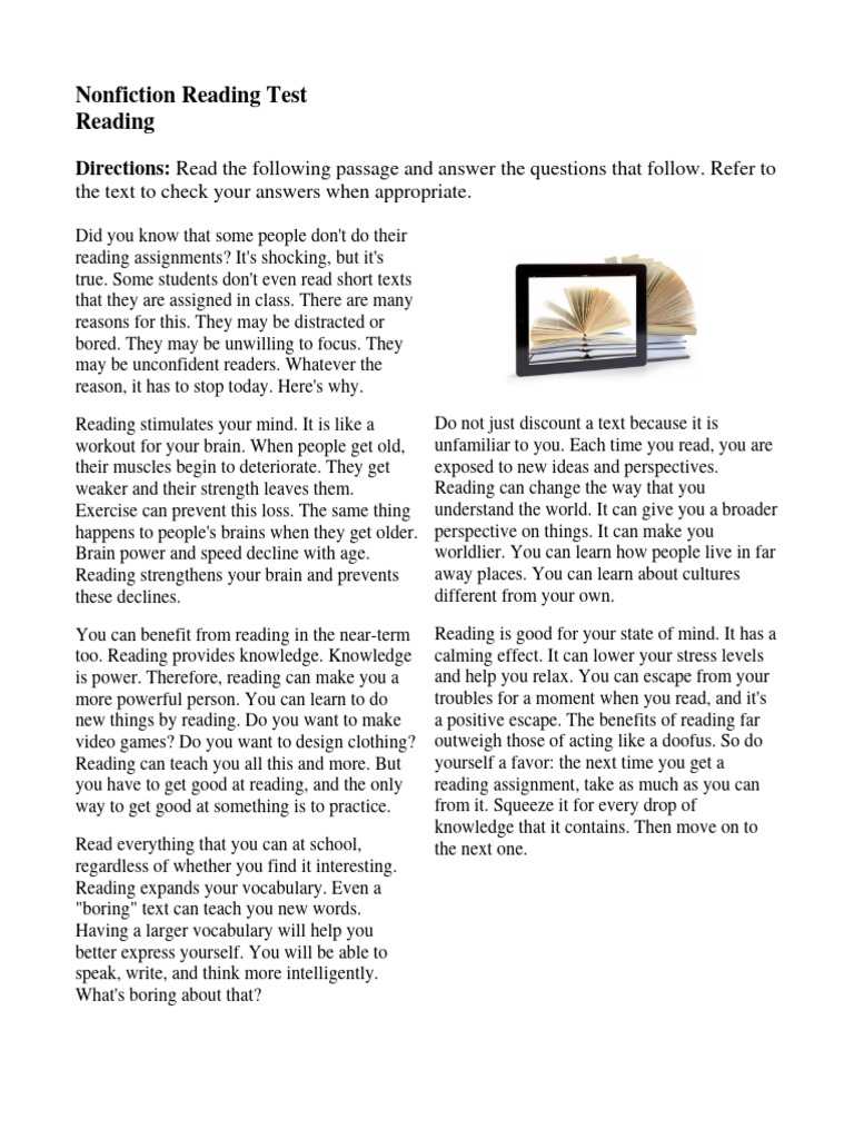 nonfiction-reading-test-reading | PDF | Mind | Vocabulary