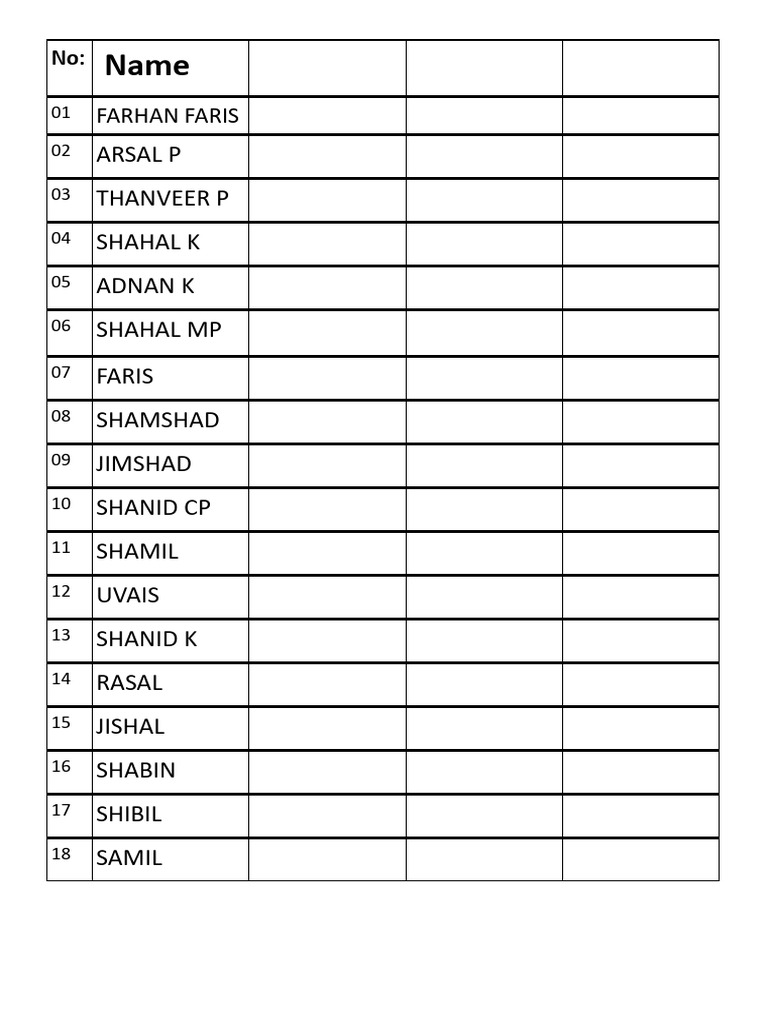 List of 50 Student Names | PDF