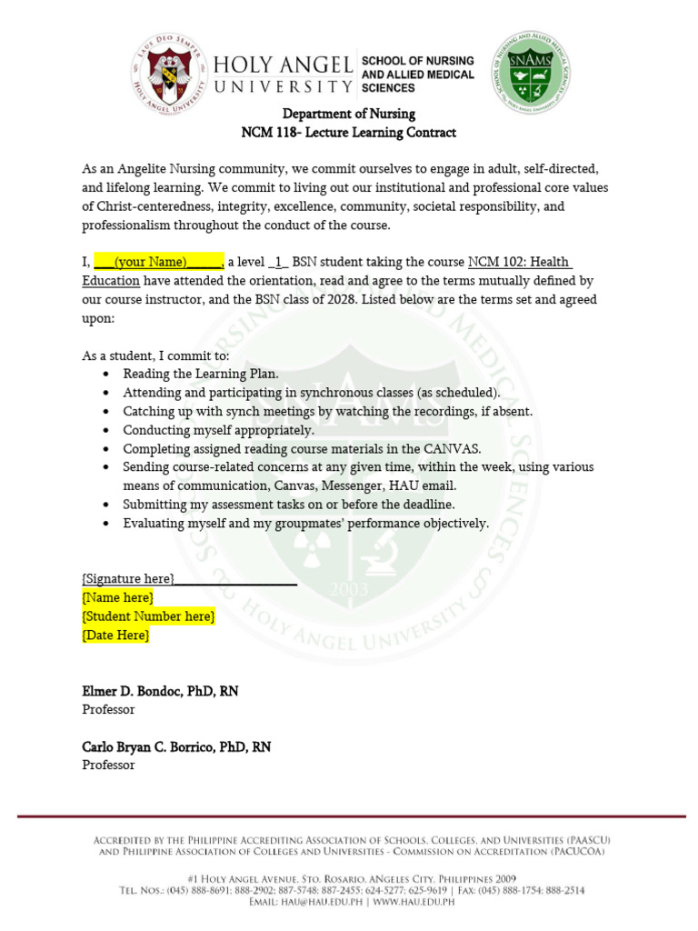 Learning Contract 102 Pdf