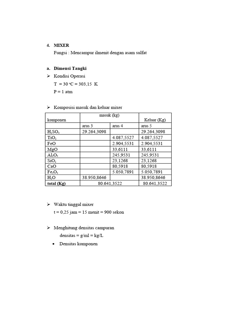Dimensi dan Daya Mixer Ilmenit | PDF | Sains & Matematika | Teknologi ...