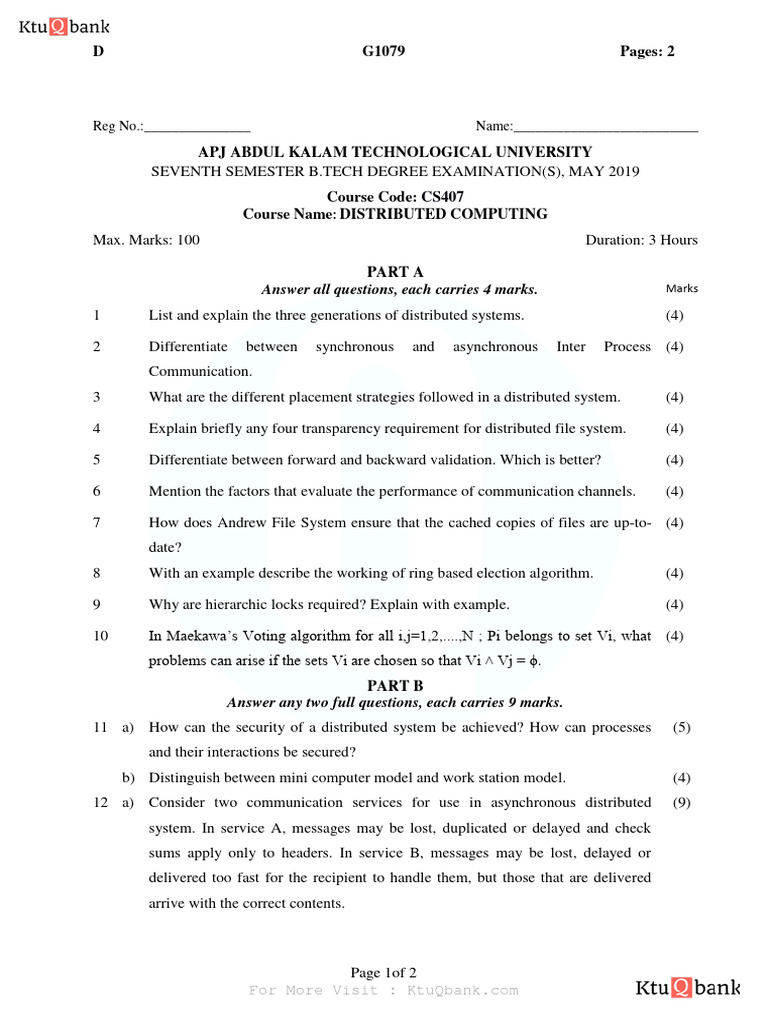 2019 May CS407-B - Ktu Qbank | PDF | Information Technology | Network Protocols