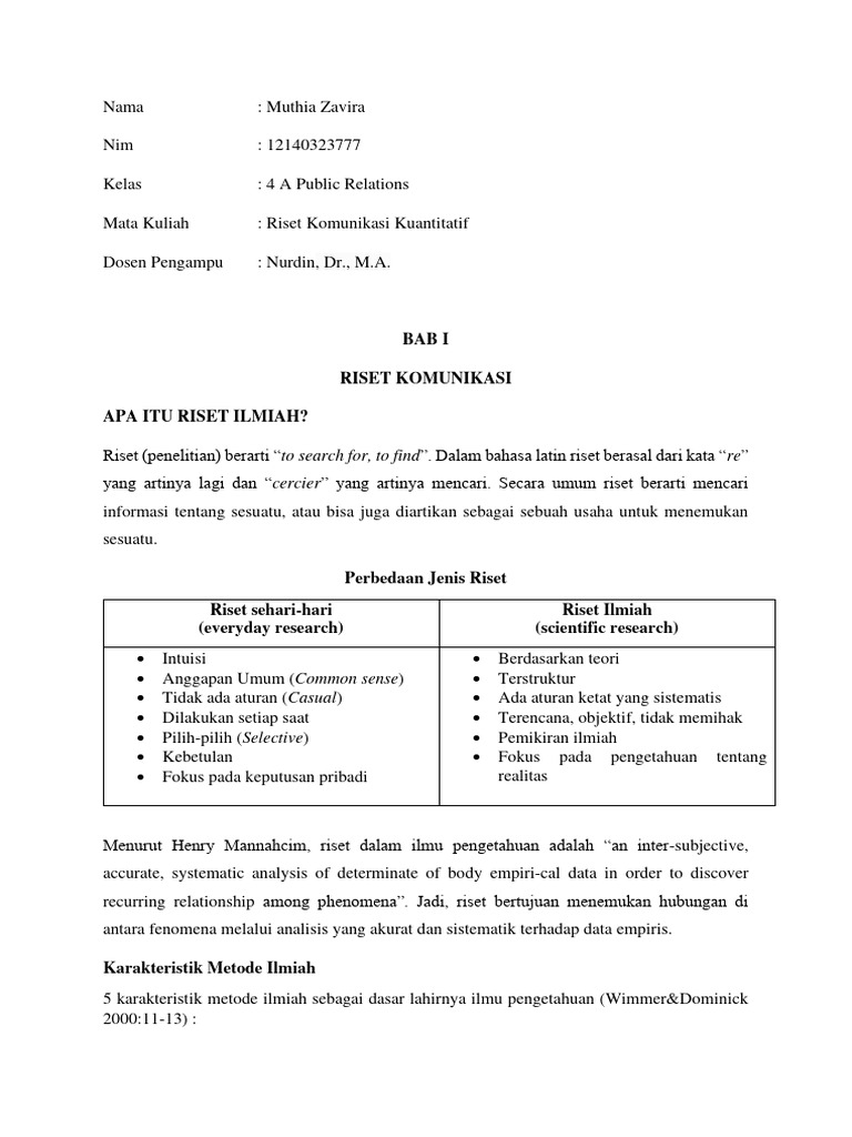 Resume BAB 1 Riset Komunikasi | PDF