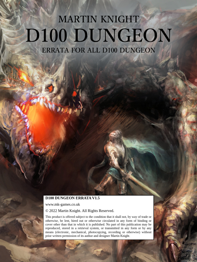 D100 Dungeon Errata V1.5 Guide | PDF | Books