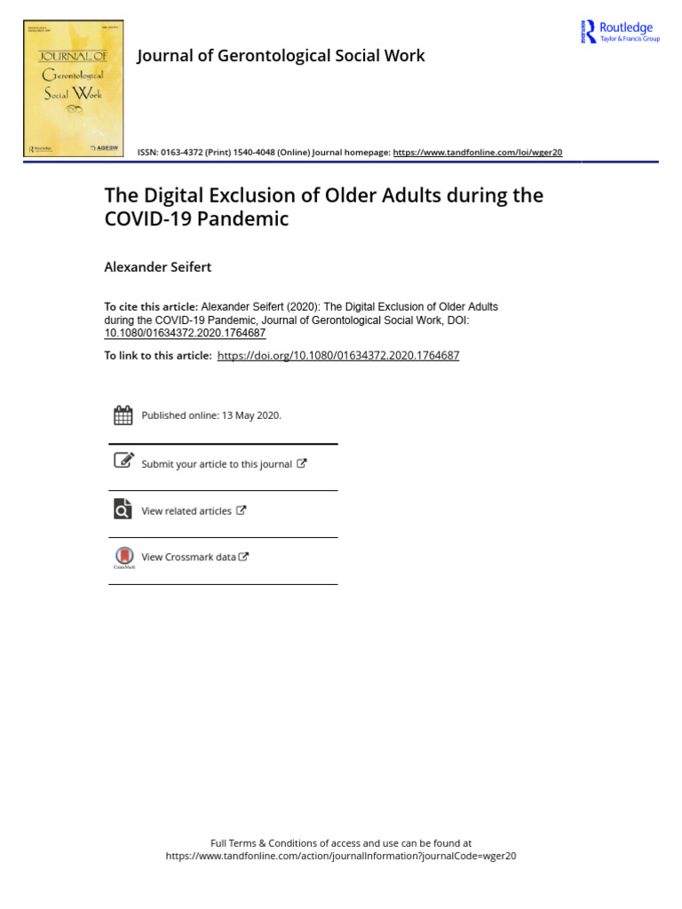 The Digital Exclusion of Older Adults During The Covid 19 Pandemic ...