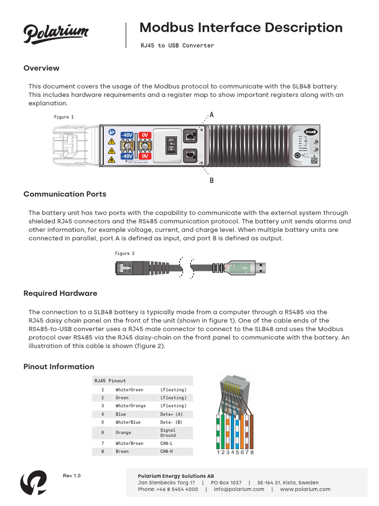POLARIUM Modbus Interface - Description | PDF | Usb | Computer Architecture