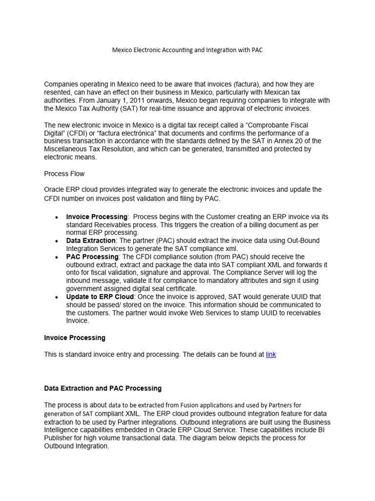 Mexico Electronic Accounting and Integration With PAC v2 | PDF ...
